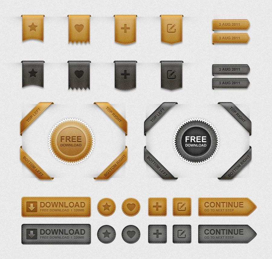 记事本皮质UI标签psd分层素材 - NicePSD 优质设计素材下载站