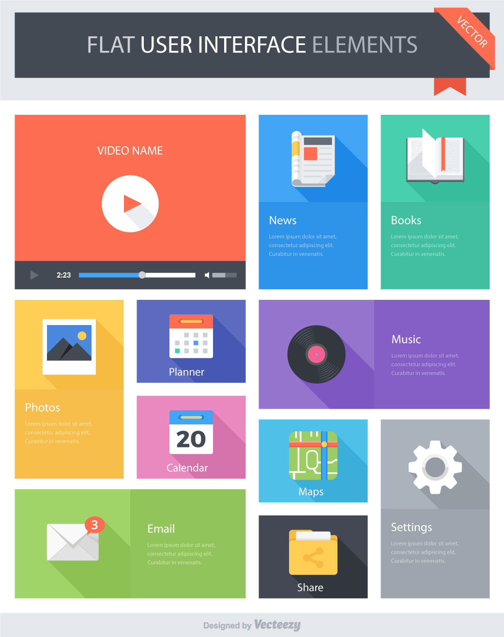 flat-vector-user-interface-elements平面矢量用户界面元素 UI工具包 - NicePSD 优质设计素材下载站