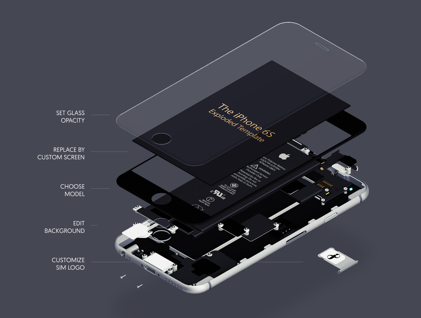爆炸iPhone 6S PSD模板，爆炸iPhone 6s - NicePSD 优质设计素材下载站