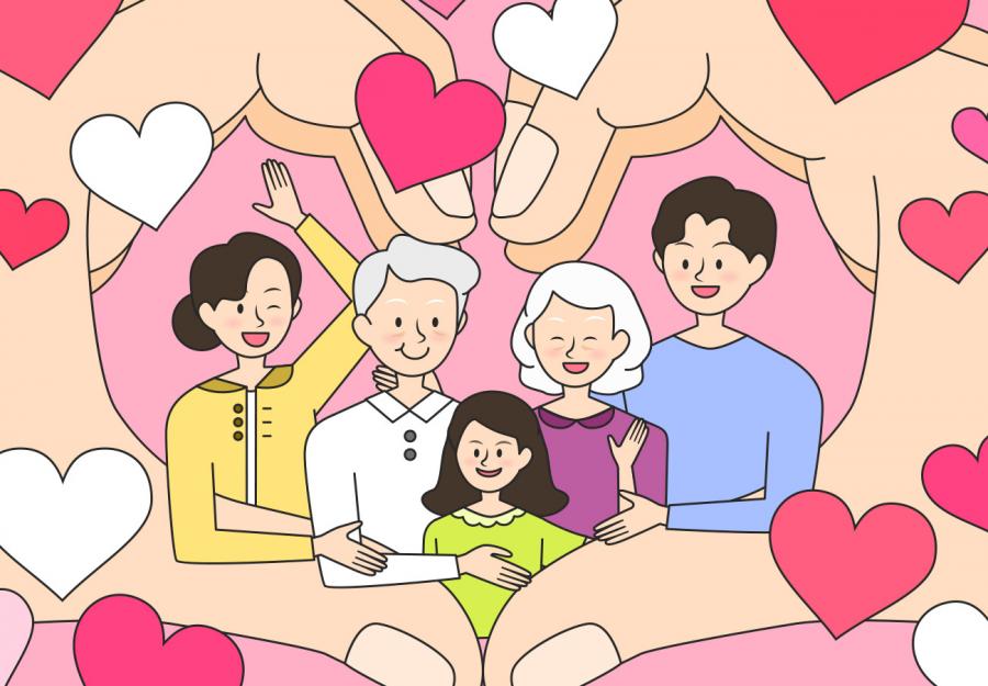 10款卡通幸福甜蜜家庭人物合照合影全家福ai矢量插画设计素材 Nicepsd 优质设计素材下载站