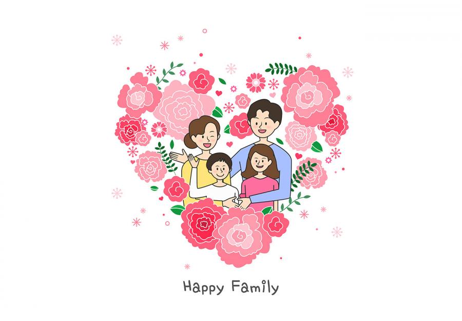 10款卡通幸福甜蜜家庭人物合照合影全家福ai矢量插画设计素材 Nicepsd 优质设计素材下载站
