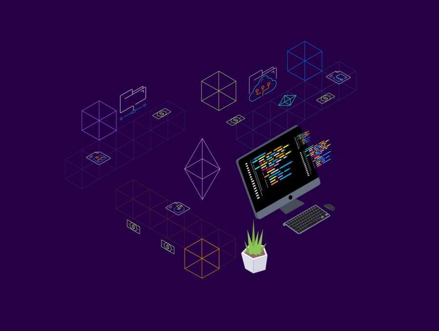 8 Blockchain概念等距插图素描与插画。，区块链平台等距v.7 - NicePSD 优质设计素材下载站