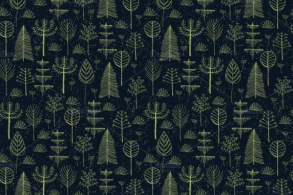 4款魔法森林图案矢量素材 Magic forest - seamless patterns - NicePSD 优质设计素材下载站
