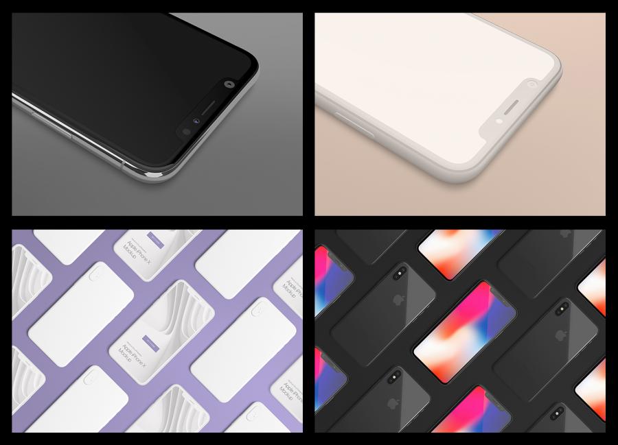 9个角度精美iPhone X样机模板PSD分层素材 - NicePSD 优质设计素材下载站